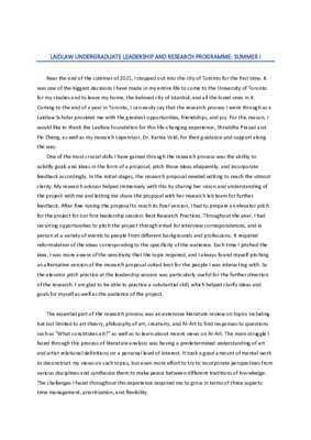 Ali Eren Kaya - Research Poster | Laidlaw Scholars Network