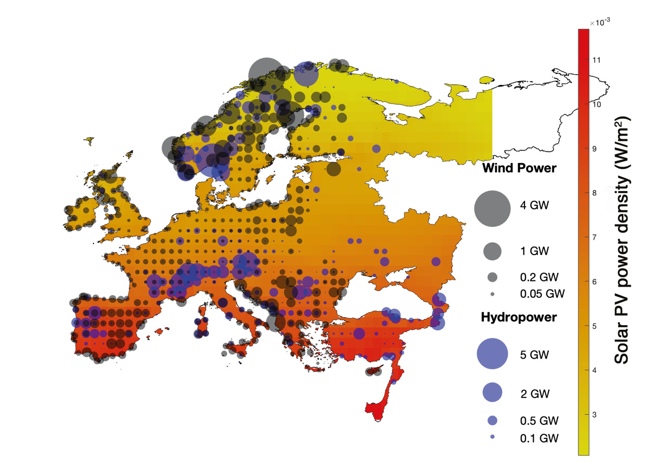 Spatiotemporal management of solar, wind and hydropower across ...