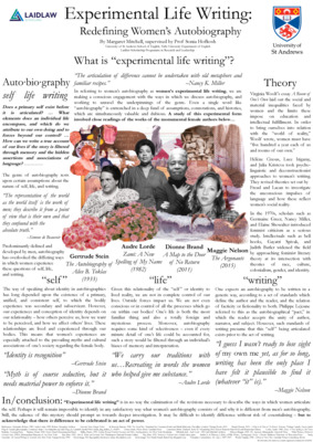Experimental Life Writing Poster | Laidlaw Scholars Network