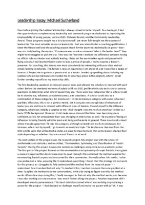 Leadership Development: Essay | Laidlaw Scholars Network