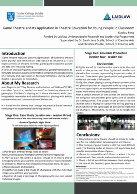 Research Poster: Game Theatre | Laidlaw Scholars Network